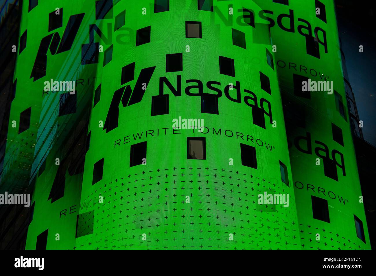 Nasdaq headquarters in Times Square in New York on Wednesday, April 26 ...