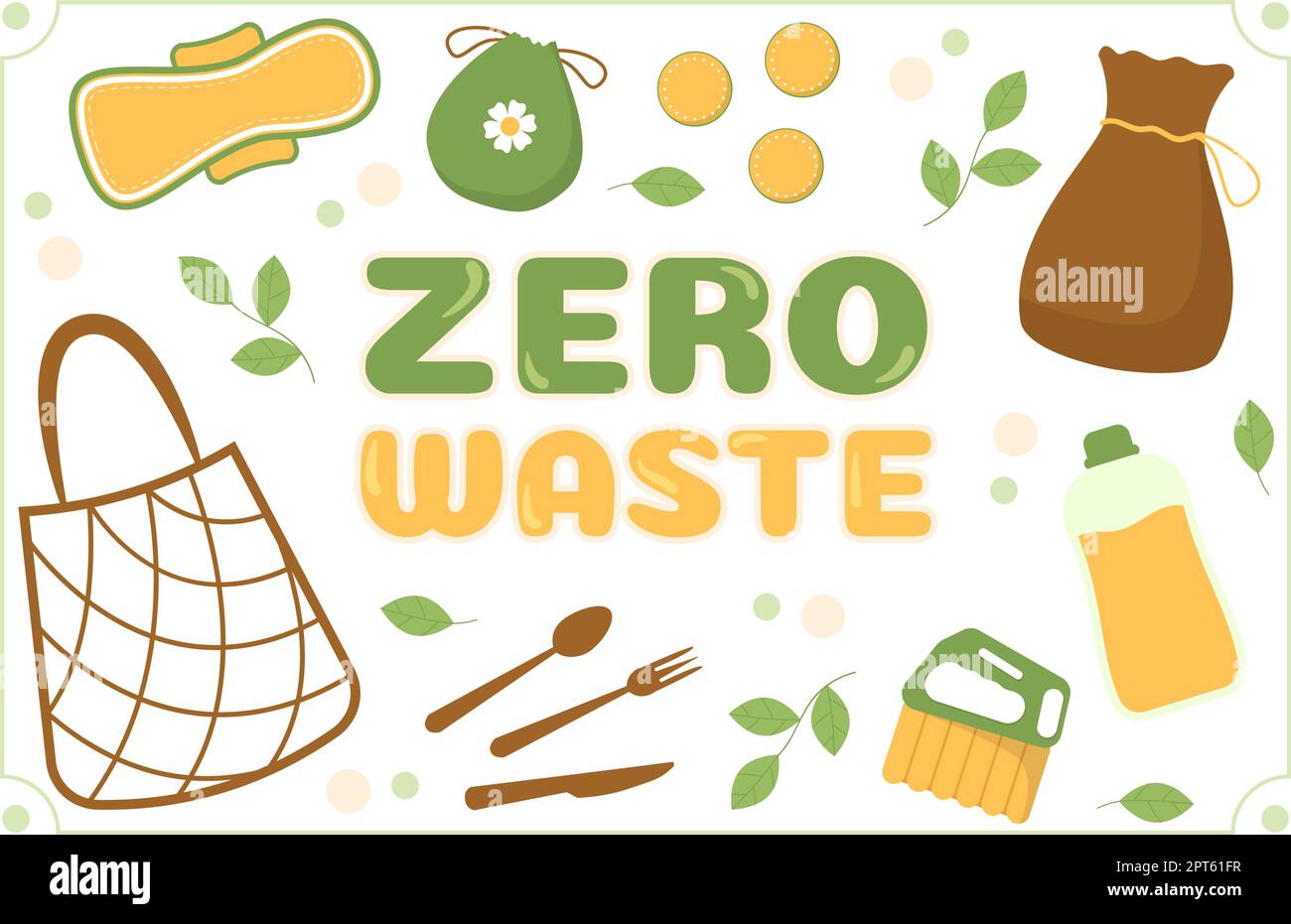Zero Waste Template Hand Drawn Cartoon Flat Illustration with Durable ...