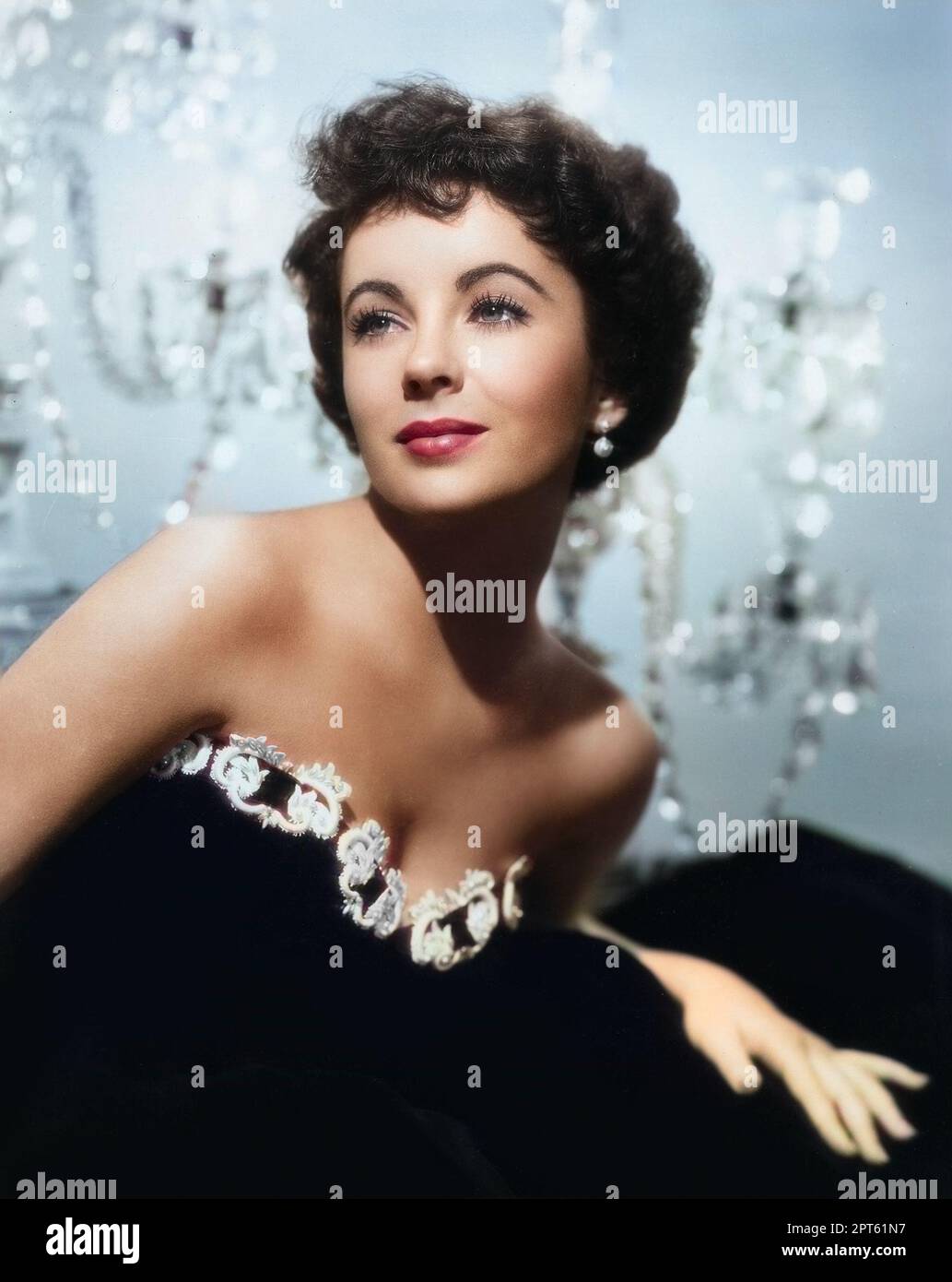 Elizabeth Taylor 1950 - colorized publicity photo Stock Photo - Alamy