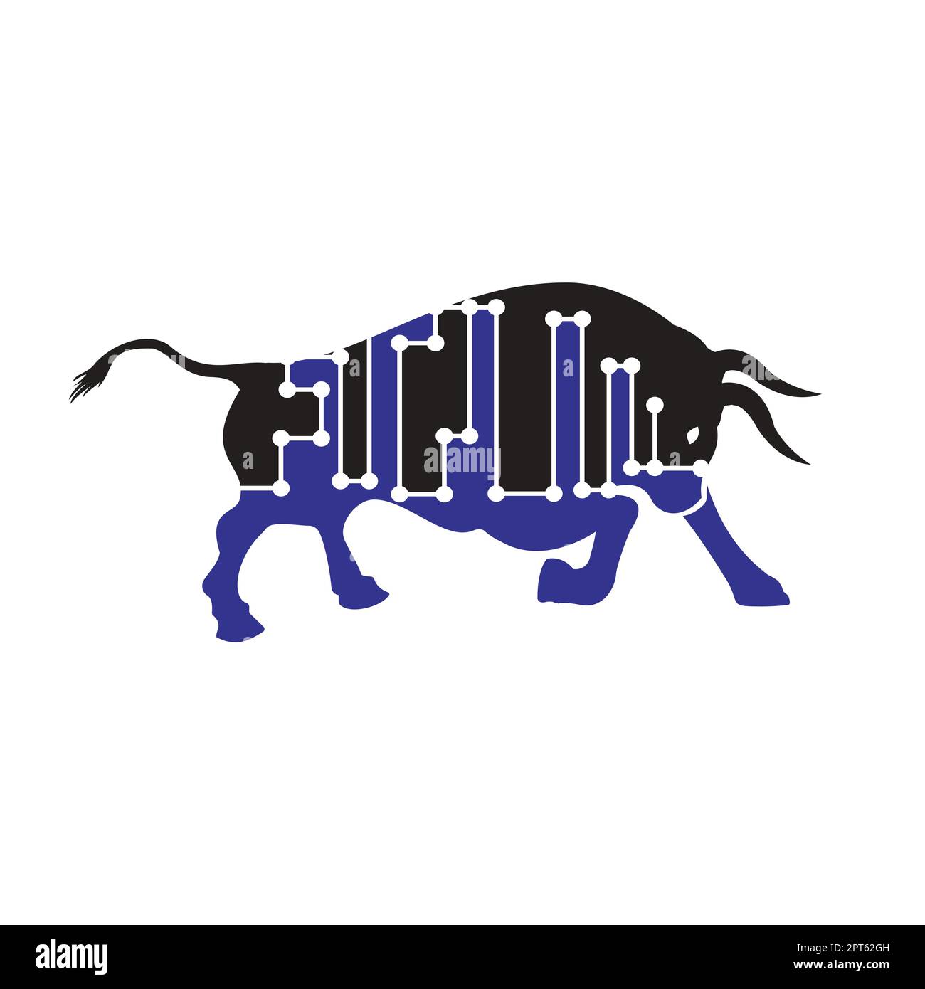 Bull tech vector logo design. Bull circuit technology logo concept ...