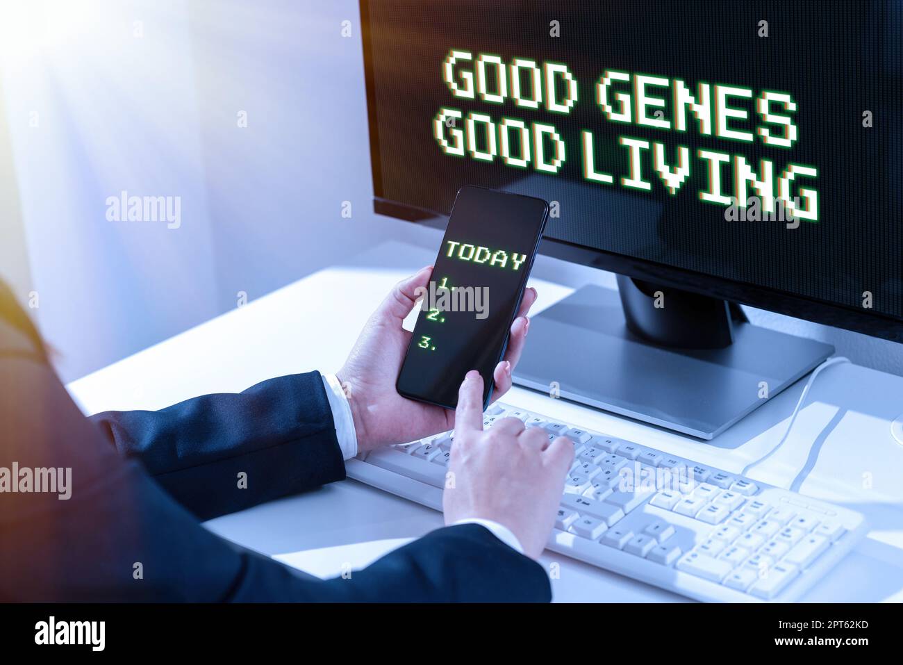Conceptual caption Good Genes Good Living, Word for Inherited Genetic ...
