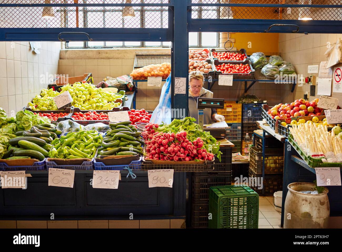 Vegetable stall, Great Market Hall, Budapest, Hungary Stock Photo - Alamy
