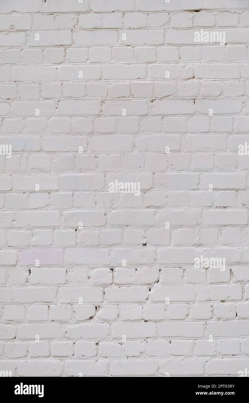 Weathered stained old white brick wall background. Texture of an old ...