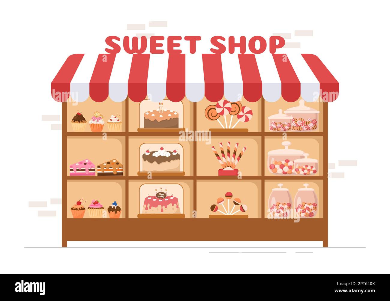 Sweet Shop Selling Various Bakery Products, Cupcake, Cake, Pastry or ...