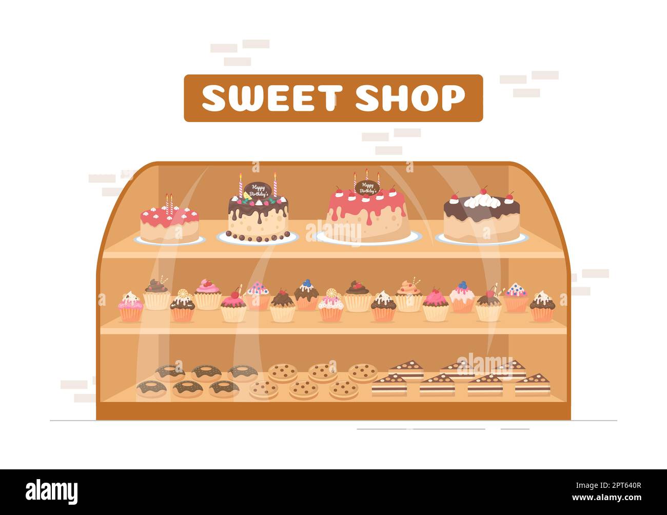 Sweet Shop Selling Various Bakery Products, Cupcake, Cake, Pastry or ...