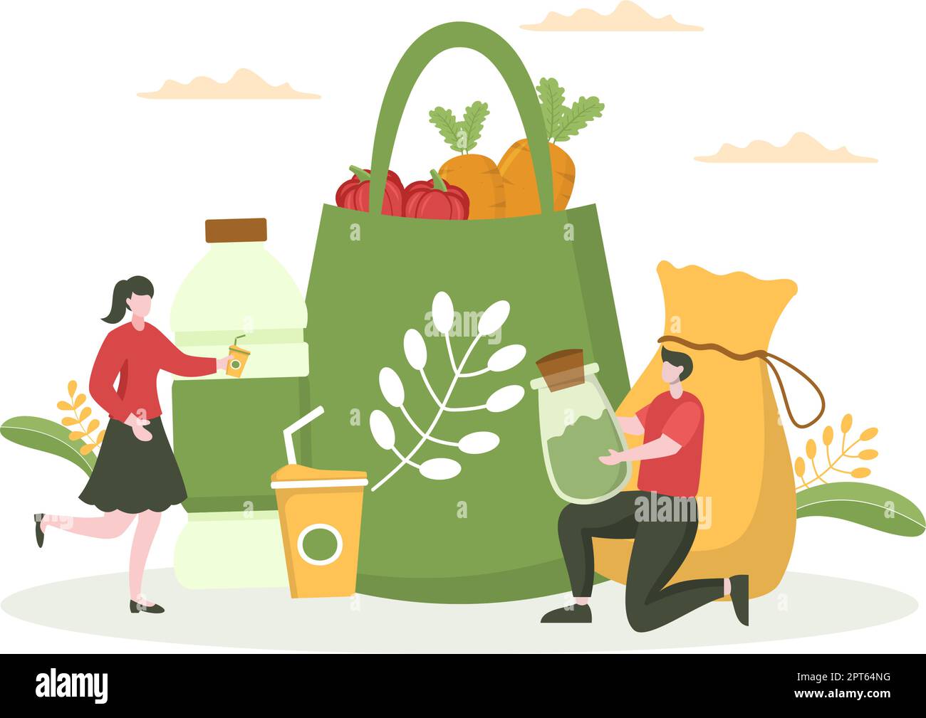 Zero Waste Template Hand Drawn Cartoon Flat Illustration with Durable ...