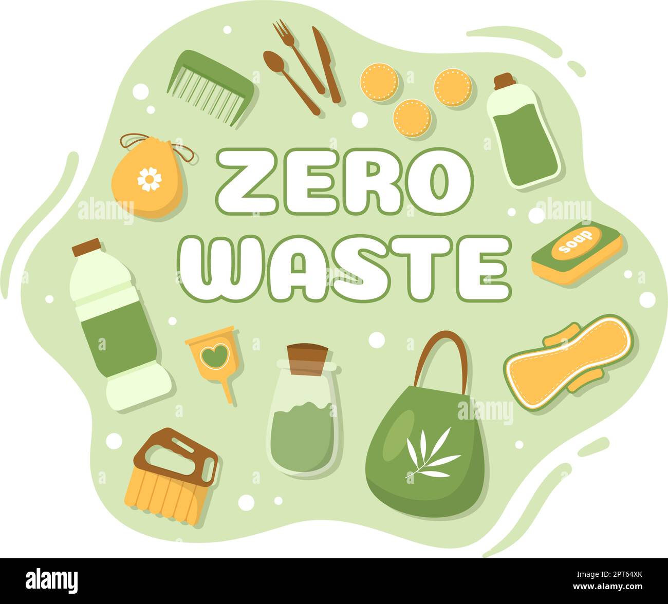 Zero Waste Template Hand Drawn Cartoon Flat Illustration with Durable ...