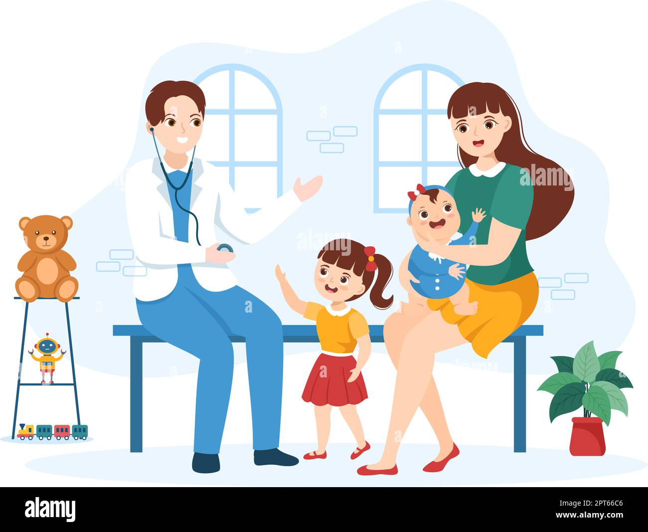 Pediatrician Examines Sick Kids and Baby for Medical Development ...