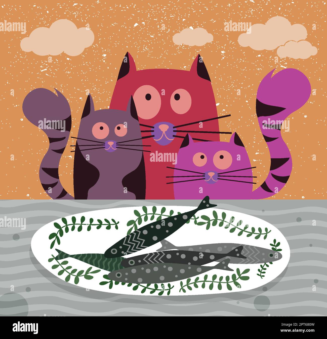 Cat looking at fish Stock Vector Images - Alamy