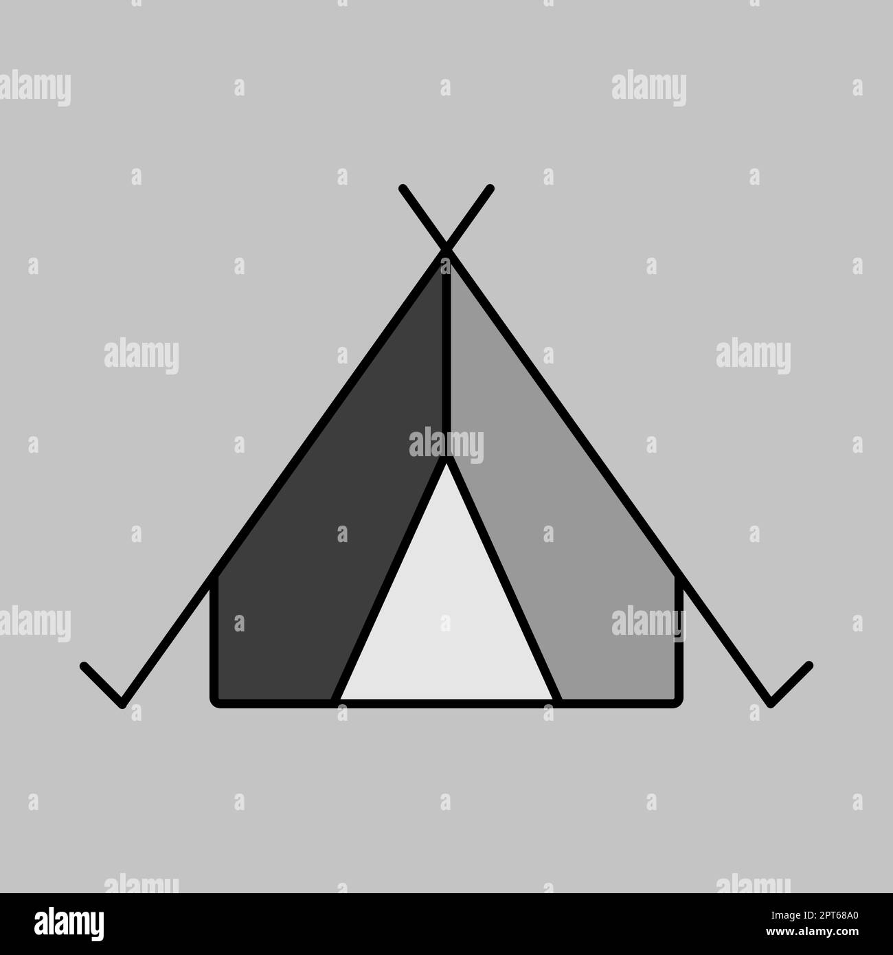 Tourist tent icon flat Black and White Stock Photos & Images - Alamy