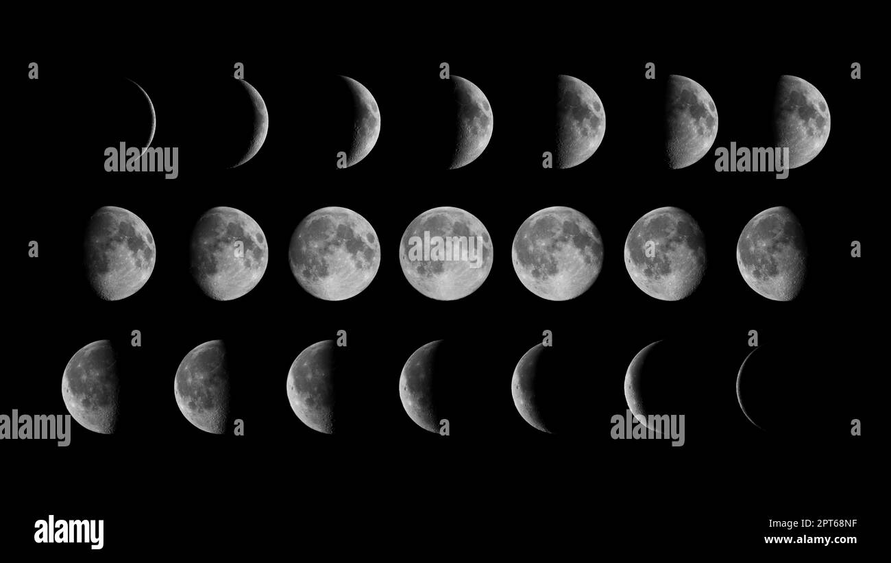 All phases of Moon: Waning Crescent, Third Quarter, Waning Gibbous ... All phases of Moon: Waning Crescent, Third Quarter, Waning Gibbous ...