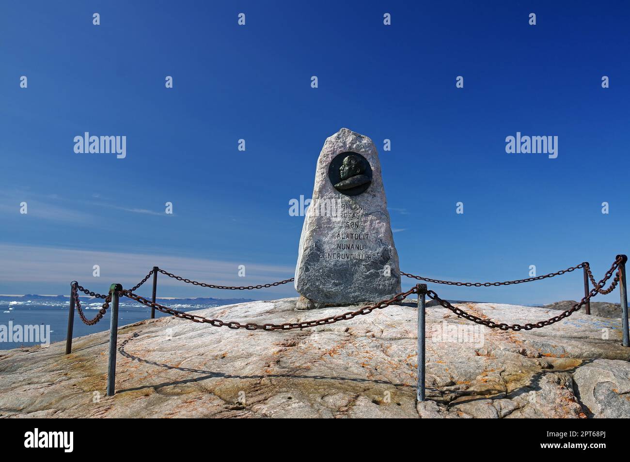 Stone monument to Knud Rasmussen, ethnologist, polar explorer ...