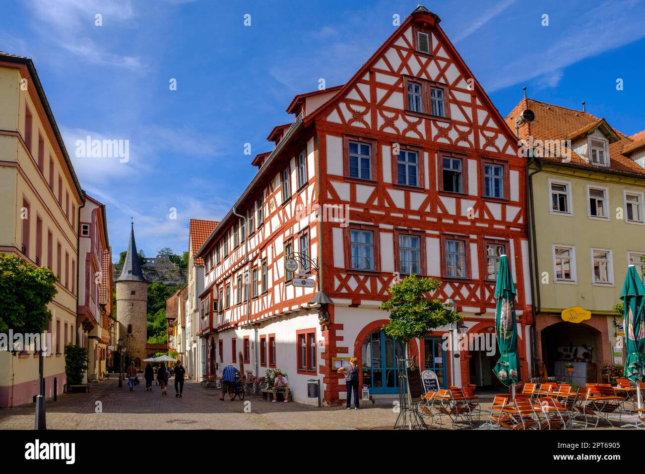 Main Gate with half-timbered house, Karlstadt am Main, Spessart, Lower ...