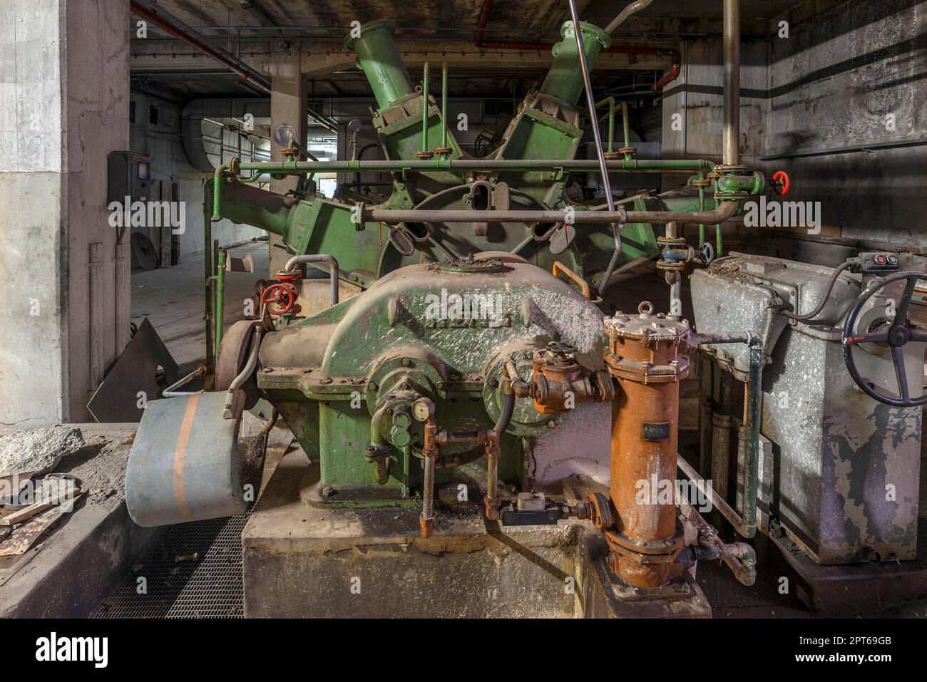 Industrial machine in a former paper factory, Lost Place, Baden ...