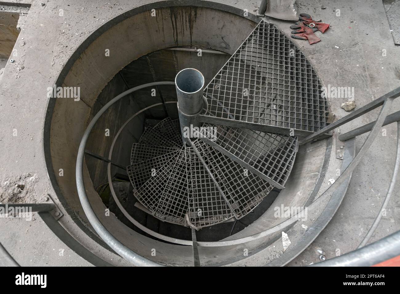 Iron turning staircase to the lower frabrication hall of a former paper ...