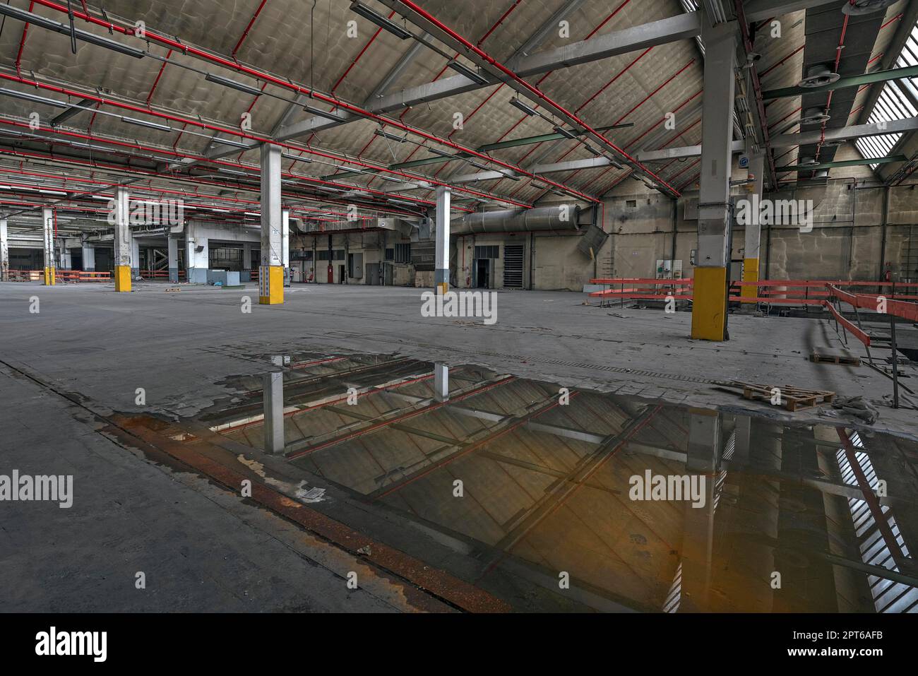 Empty factory hall of a former paper mill, Lost Place, Baden ...