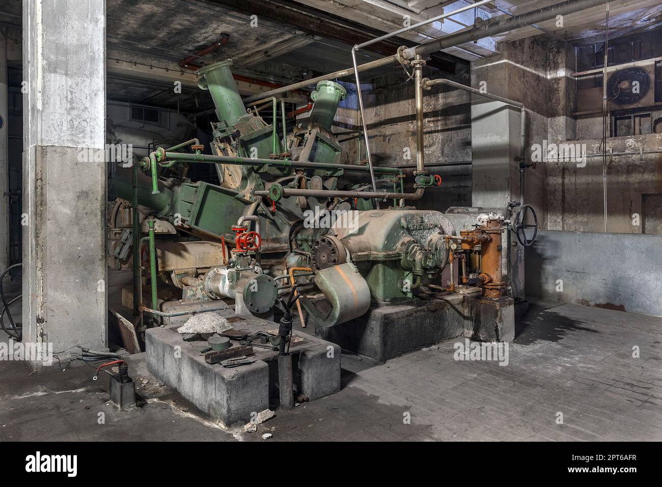 Industrial machine in a former paper factory, Lost Place, Baden ...