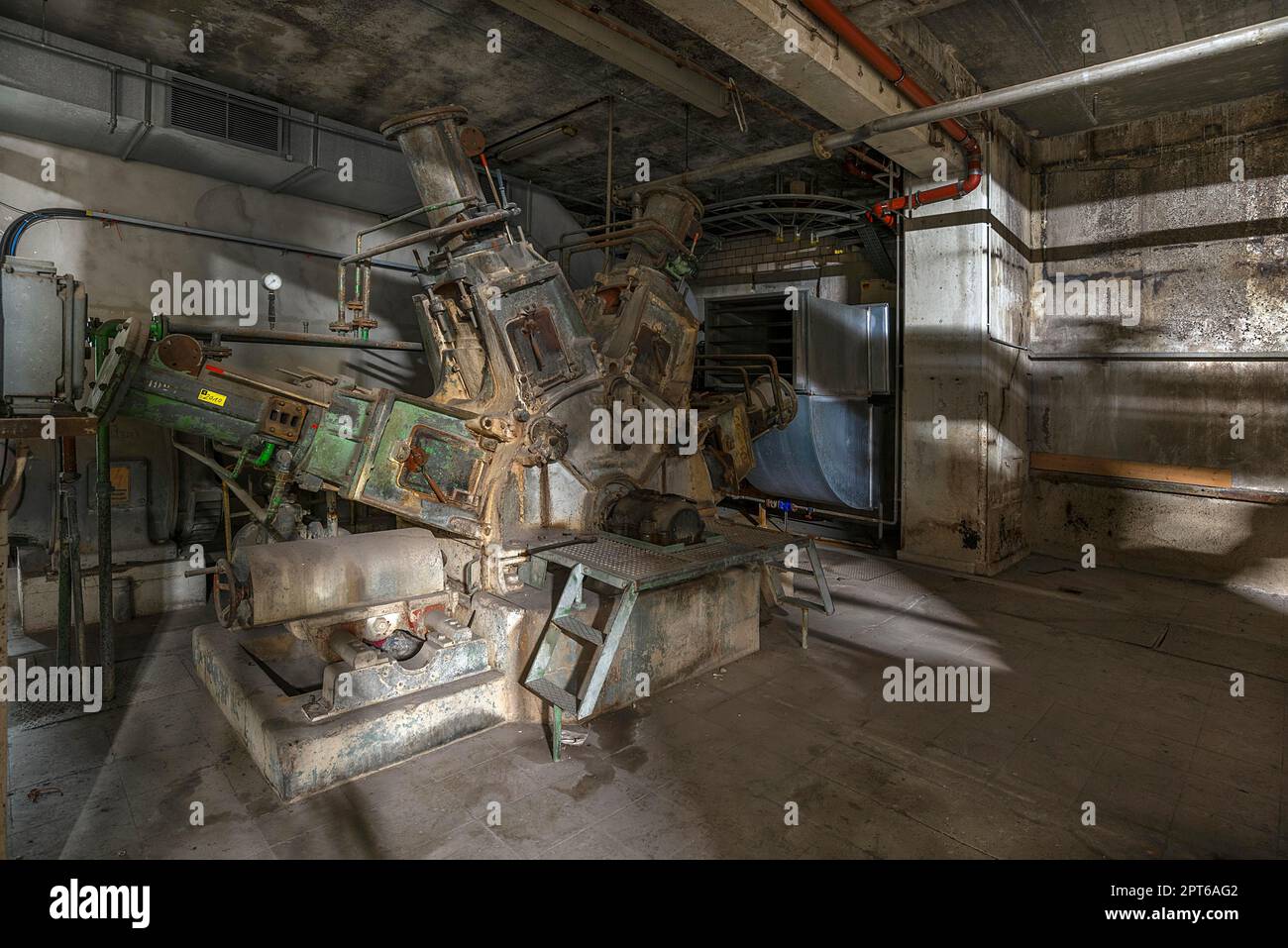 Industrial machine in a former paper factory, Lost Place, Baden ...