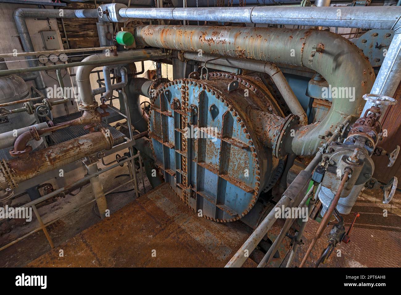 Water pump room of a former paper factory, Lost Place, Baden ...