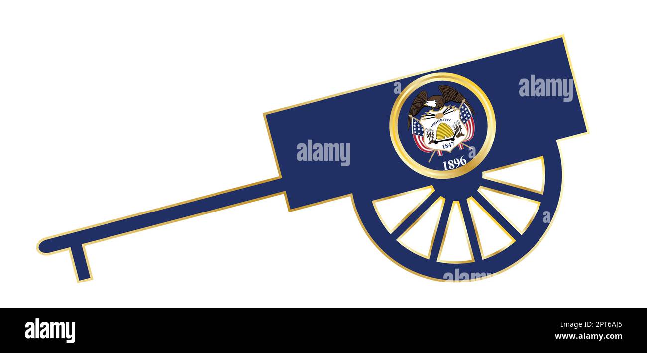 Mormon Hand Cart With Utah Flag Icon Stock Vector Image & Art - Alamy