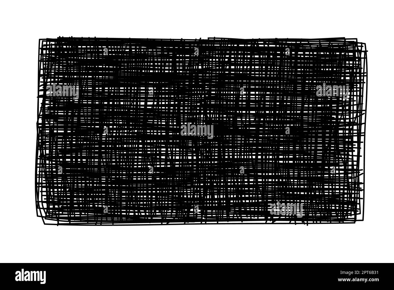 Grungy scribble rectangle banner, hand drawn with thin line, isolated ...