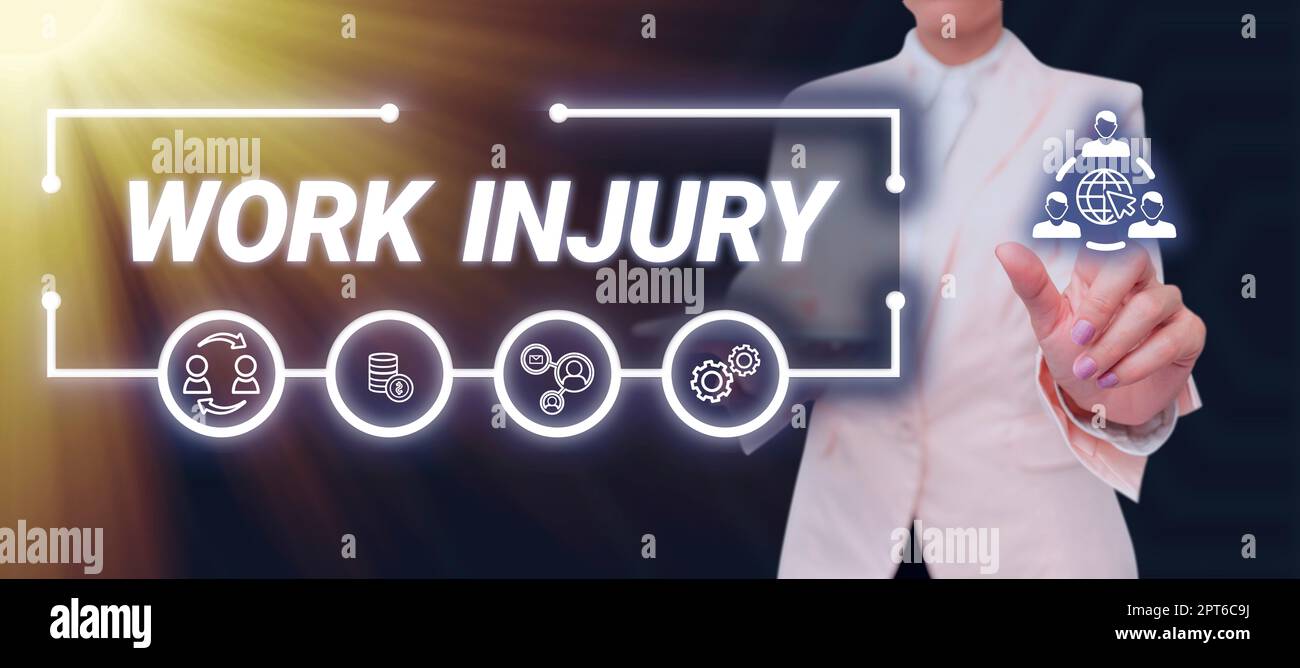 Hand writing sign Work Injury, Business overview Accident in job Danger ...