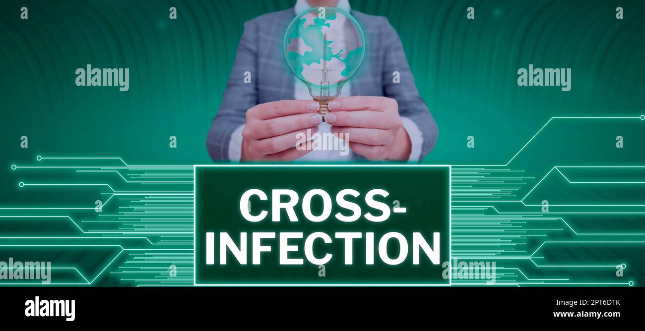 Hand writing sign Cross Infection, Business idea disease-causing ...