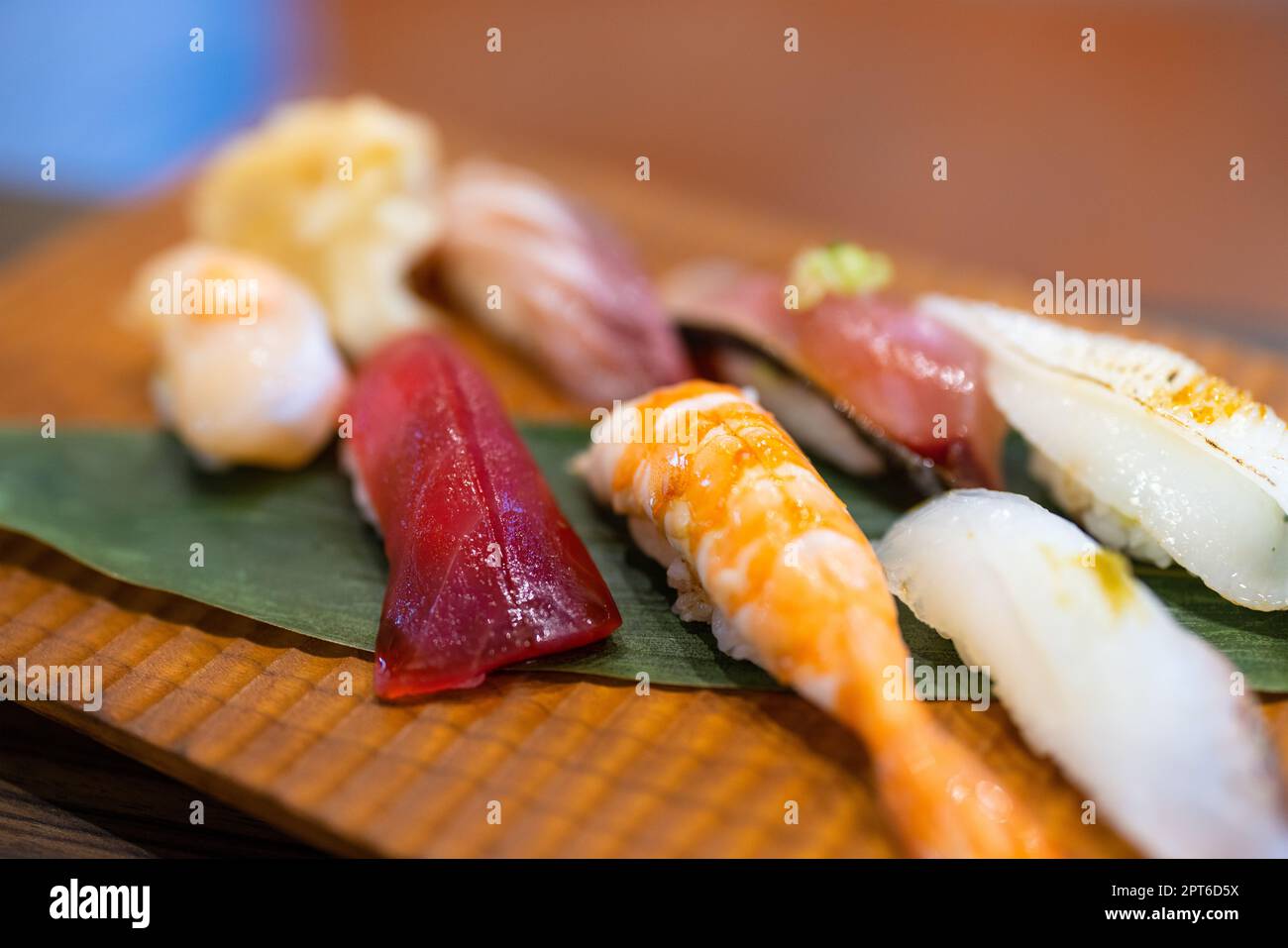 Sushi set in Japanese restaurant Stock Photo - Alamy