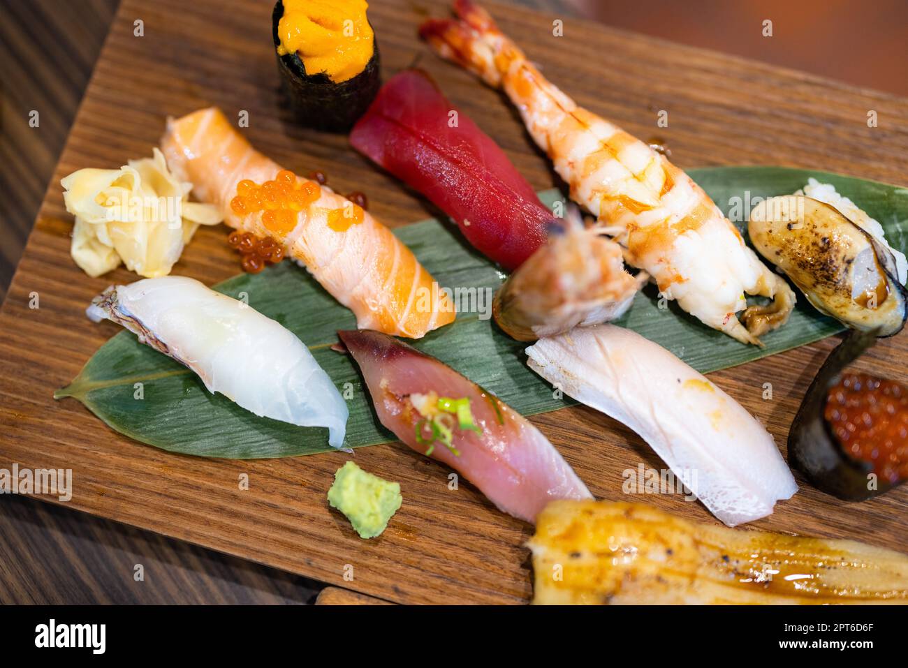 Sushi set in Japanese restaurant Stock Photo - Alamy