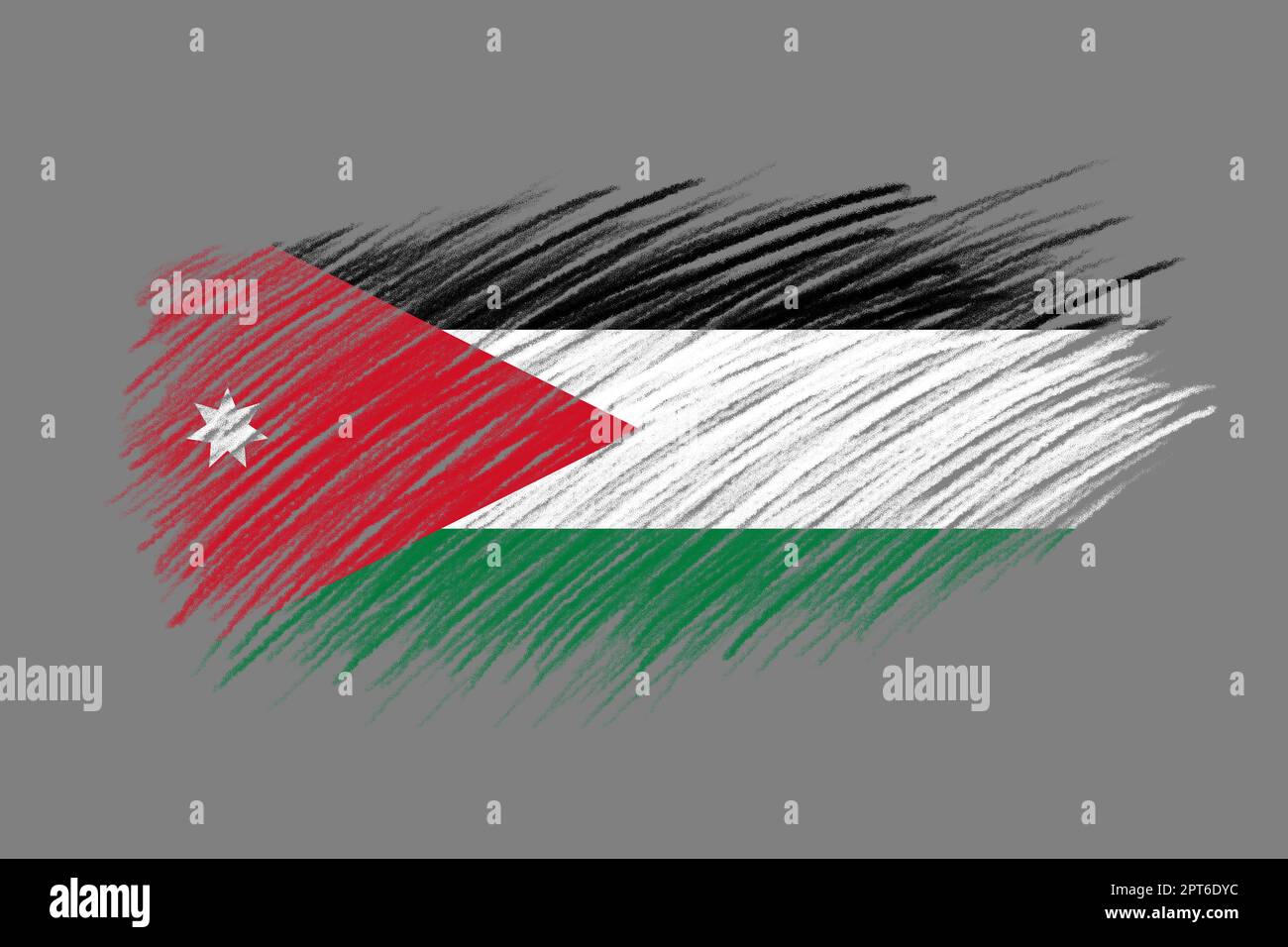 3D Flag of Jordan on vintage style brush background Stock Photo - Alamy