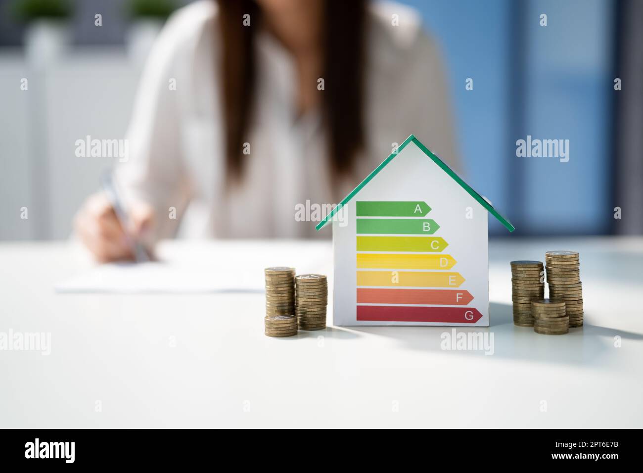 Energy Efficient House House Audit And Rate Label Stock Photo - Alamy