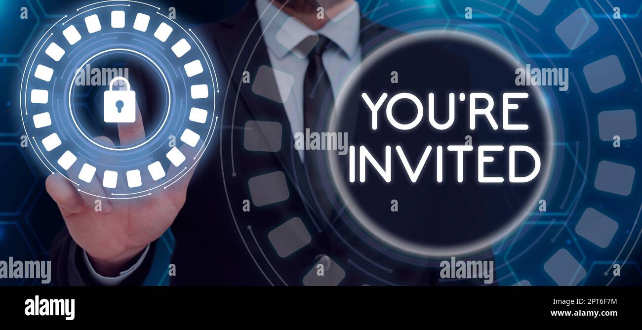 Writing displaying text You'Re Invited, Word for Please join us in our ...
