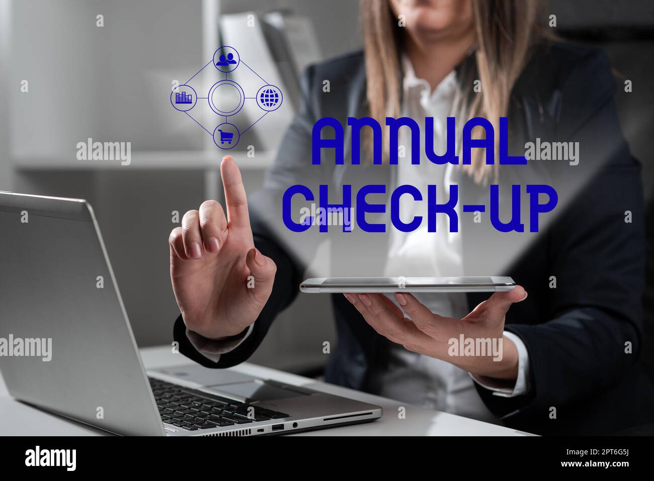 Hand writing sign Annual Check Up, Business idea yearly evaluation and ...