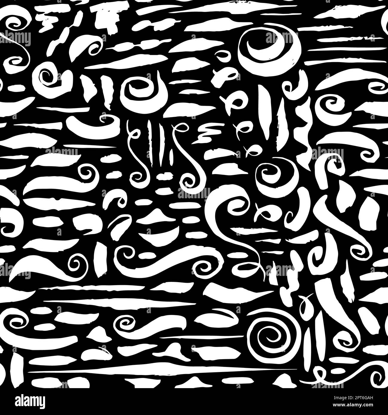 Seamless pattern with ink brush strokes. Hand painted brush swashes ...