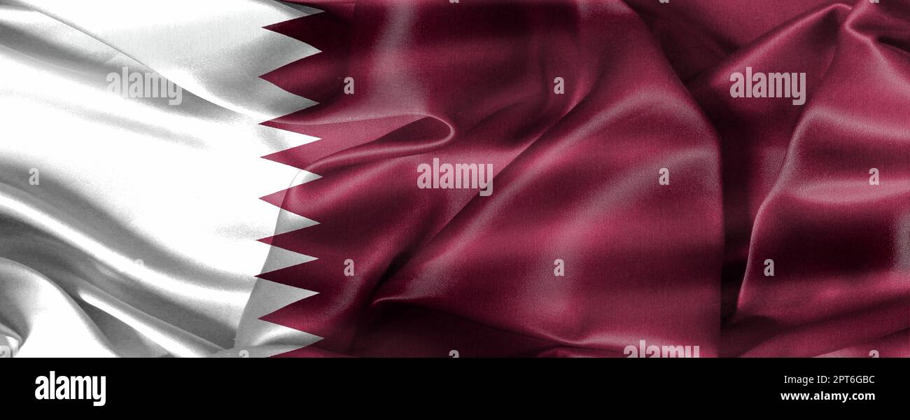 Qatar flag - realistic waving fabric flag Stock Photo - Alamy