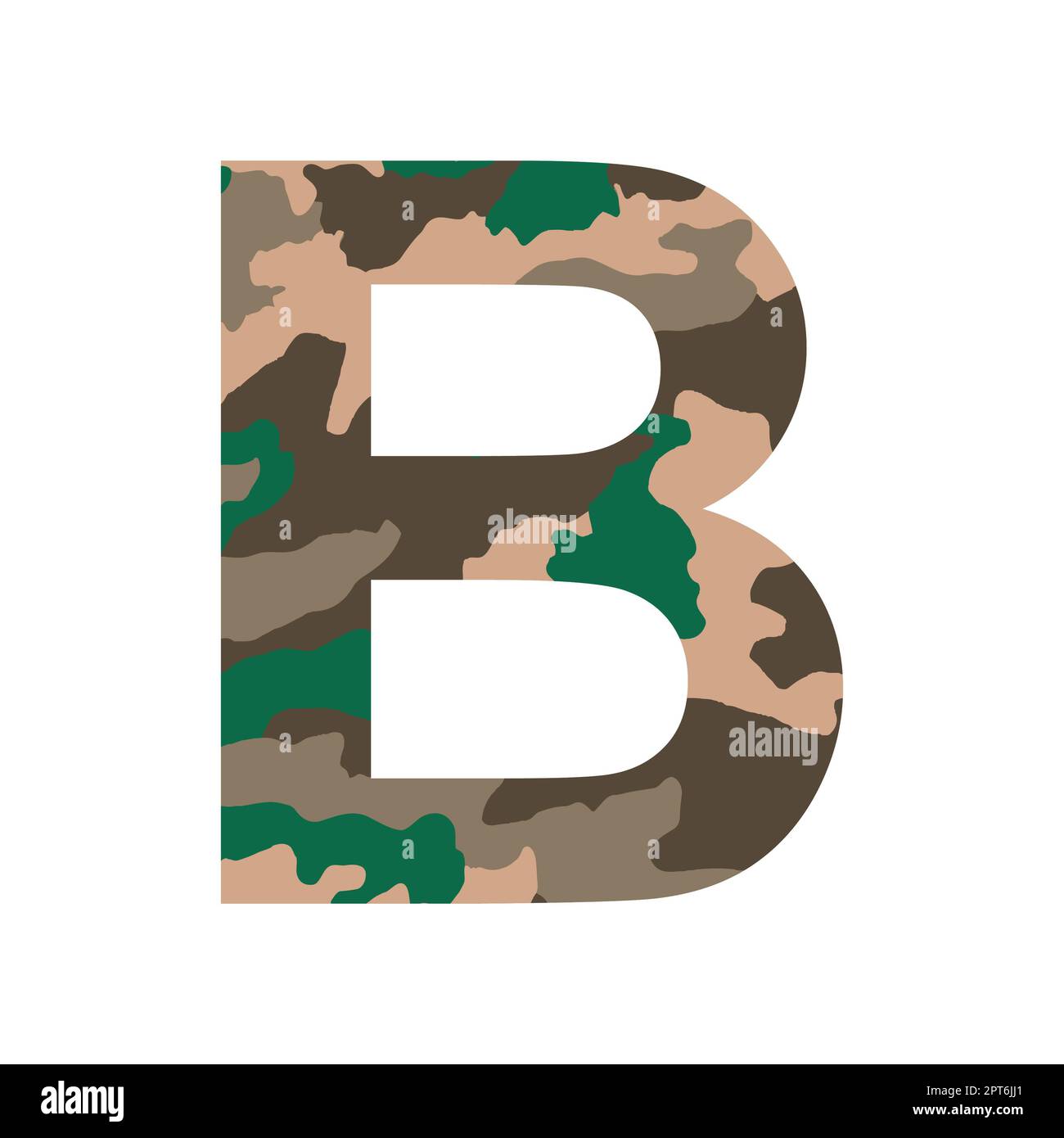 English alphabet letter B, khaki style isolated on white background ...