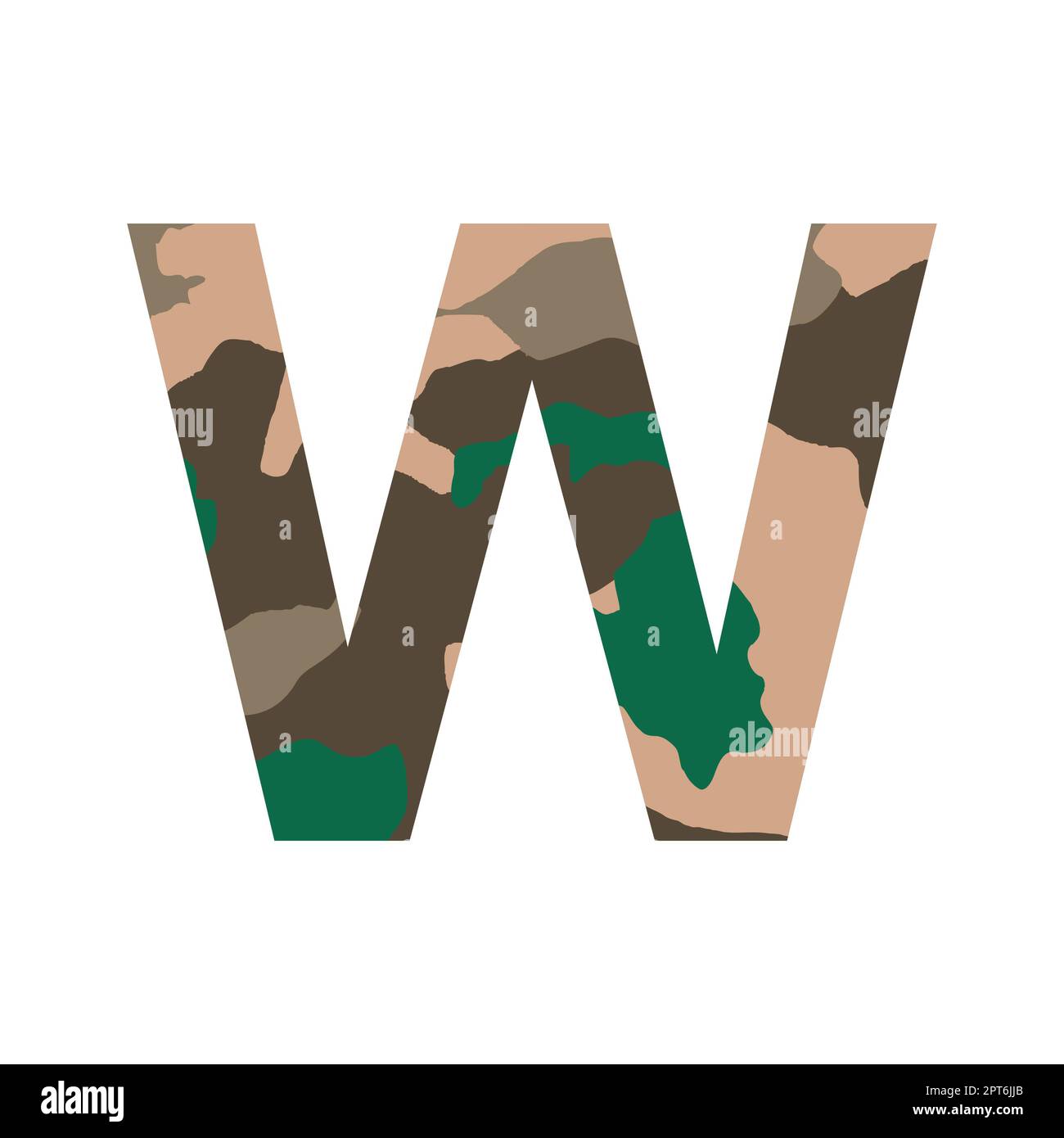 English alphabet letter W, khaki style isolated on white background - Vector illustration Stock ...
