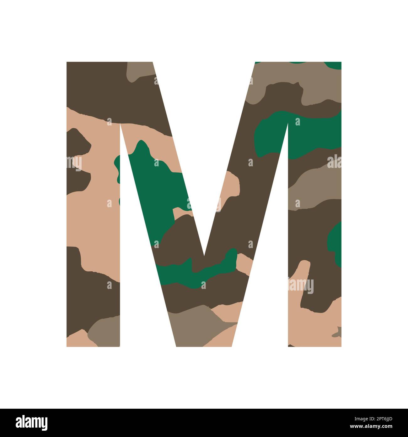 English alphabet letter M, khaki style isolated on white background ...