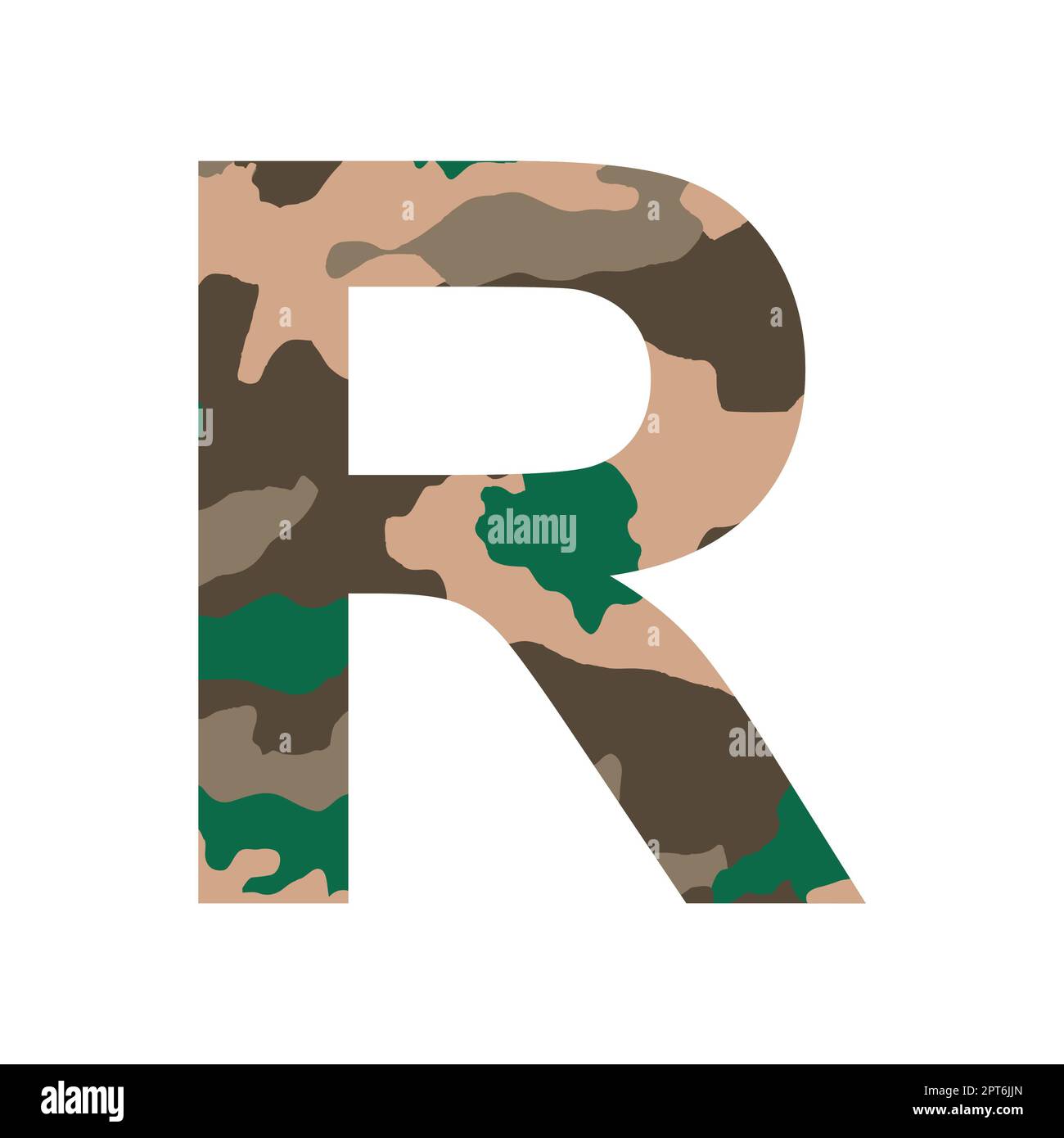English alphabet letter R, khaki style isolated on white background ...