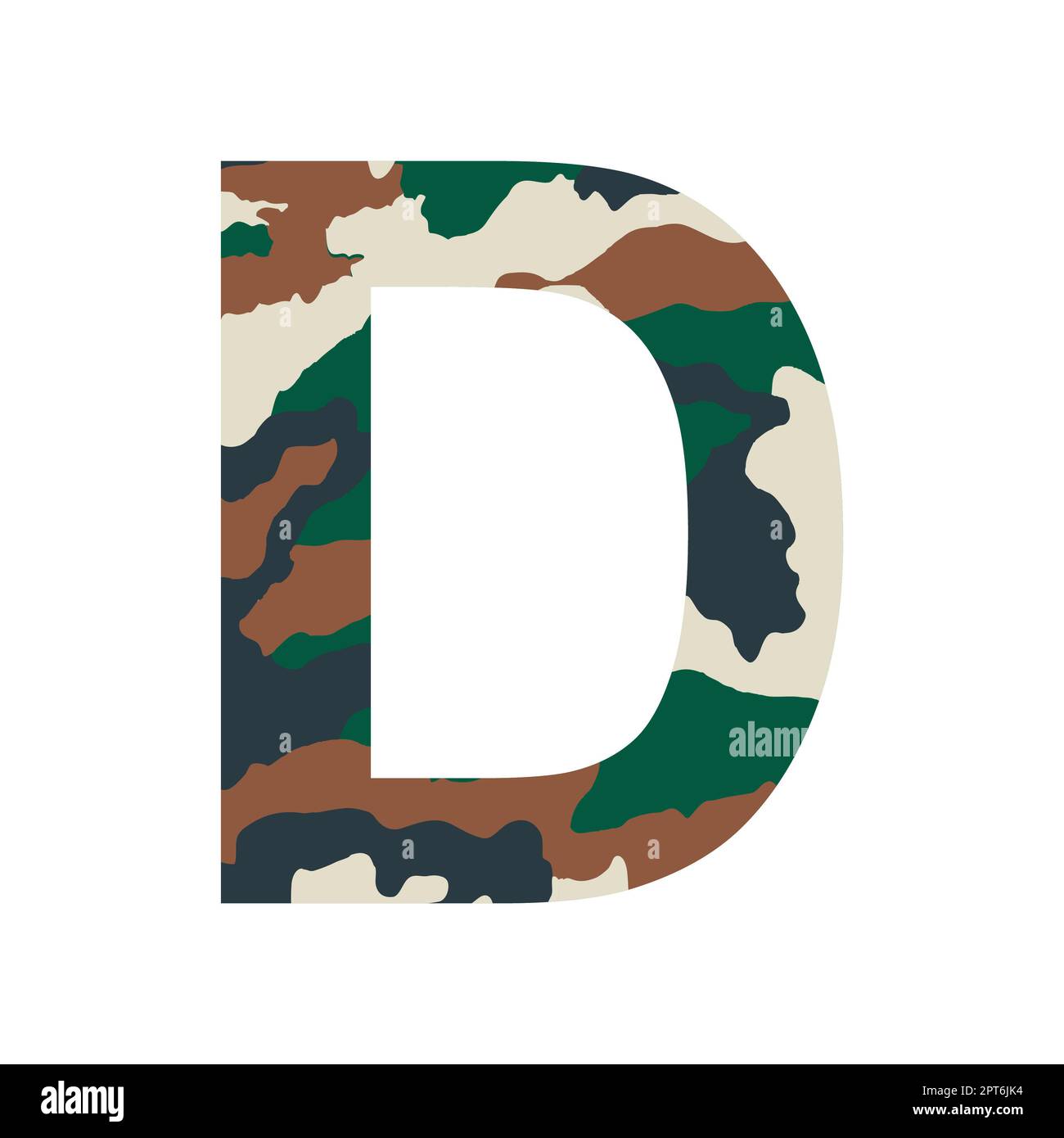 English alphabet letter D, khaki style isolated on white background ...