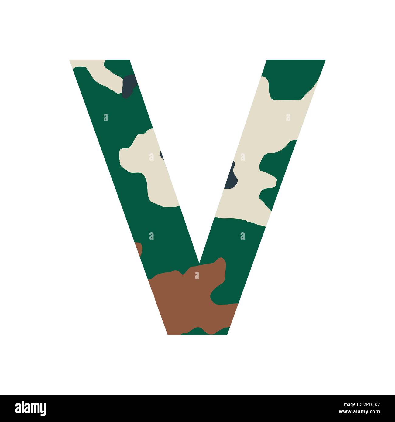 English alphabet letter V, khaki style isolated on white background ...