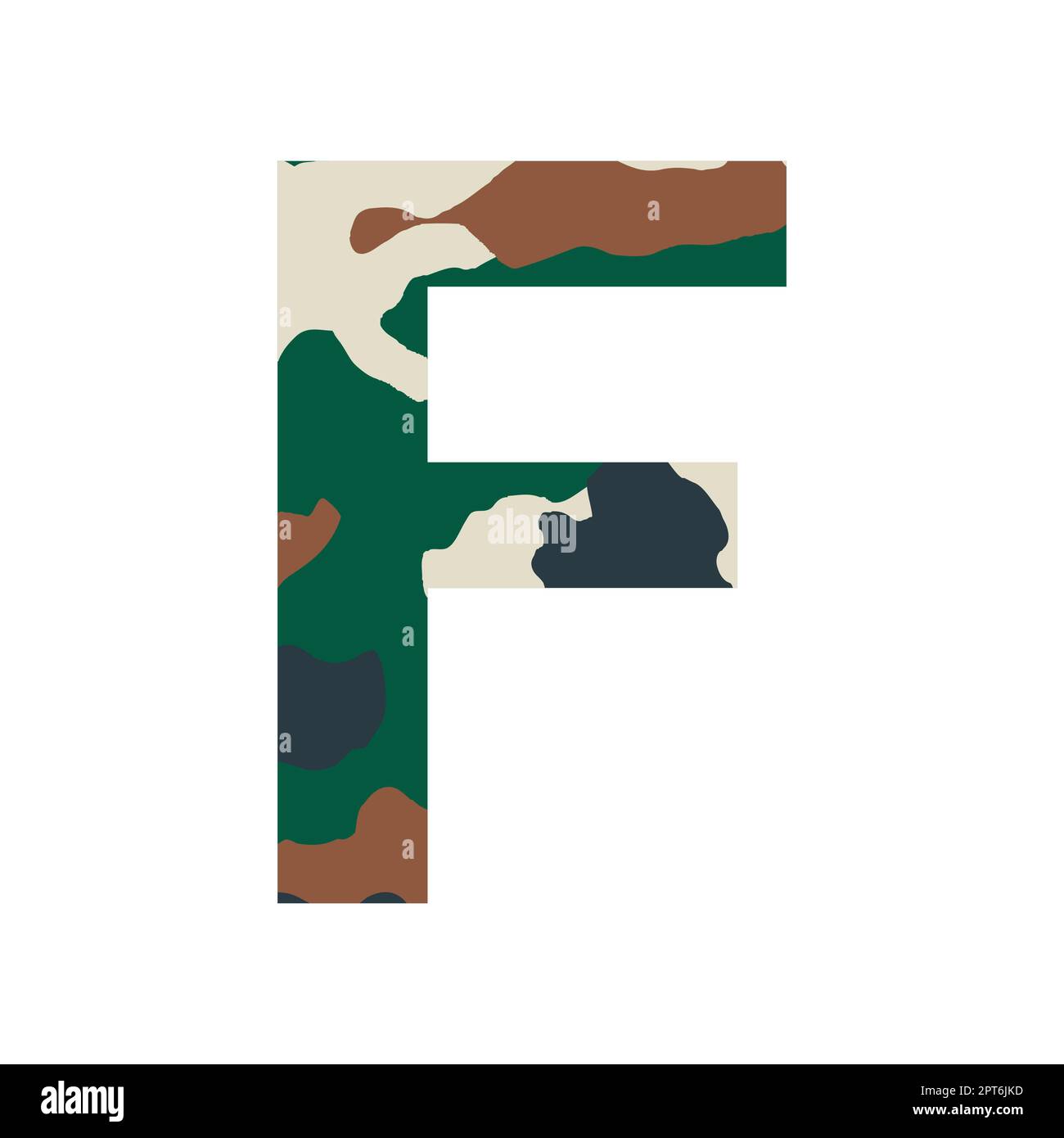English alphabet letter F, khaki style isolated on white background ...