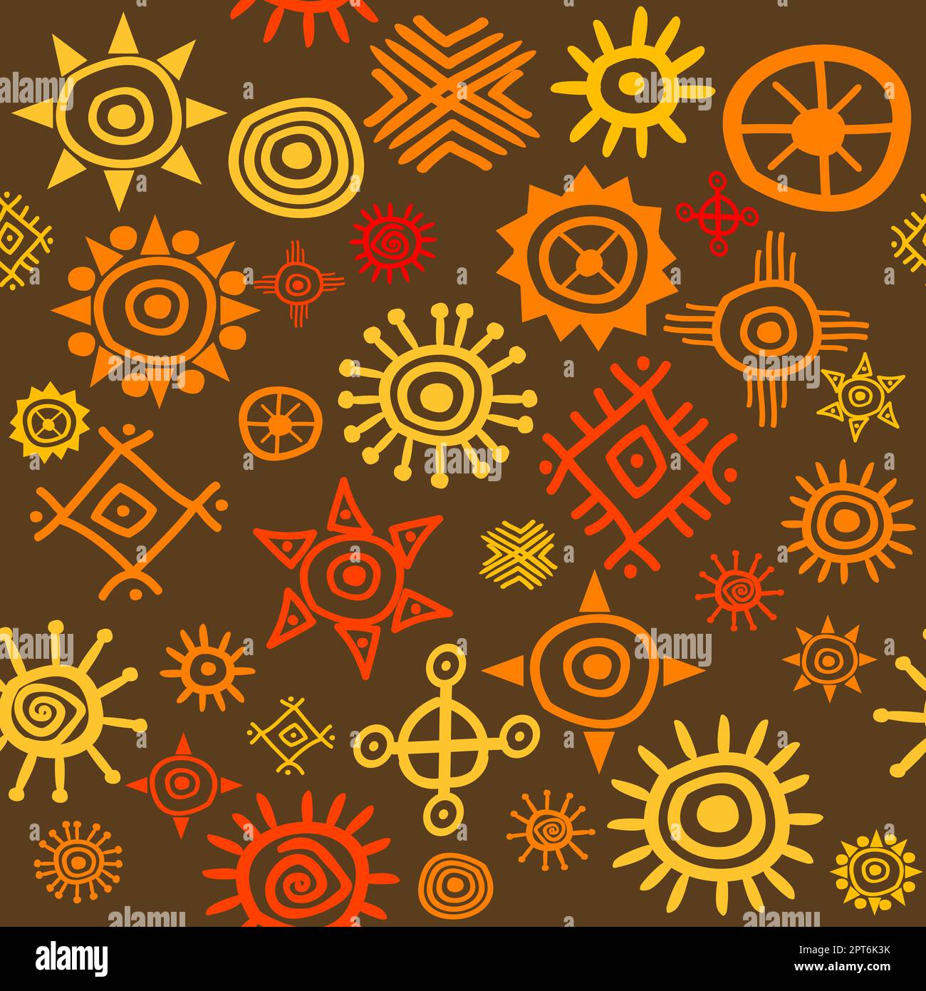 Ethnic motifs and sun symbols seamless pattern Stock Photo - Alamy