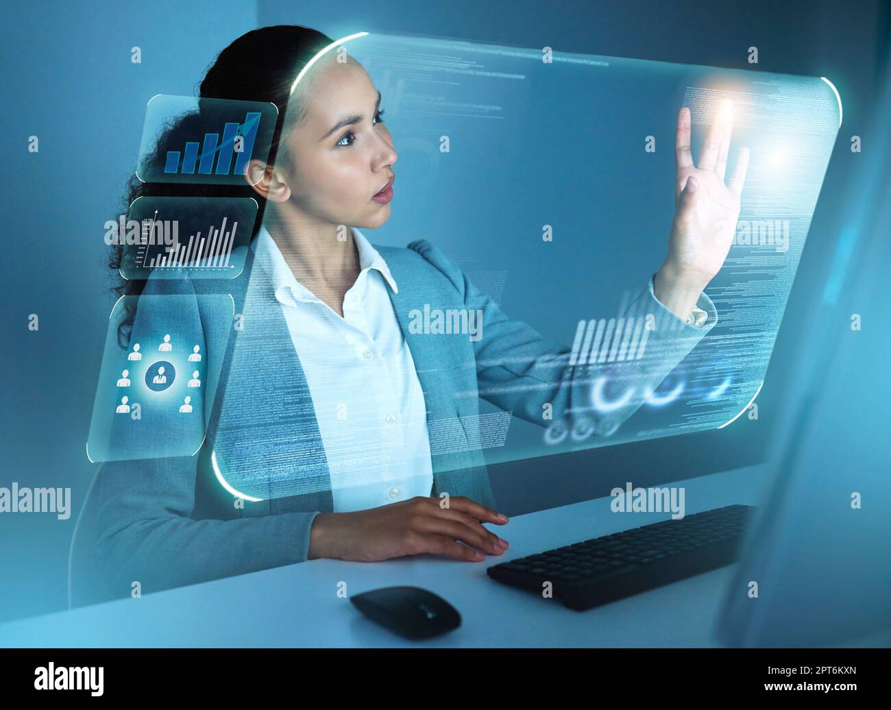 Doing business more interactively. an attractive young businesswoman ...