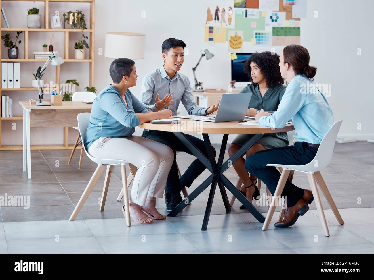 Meeting, teamwork and strategy with a team of business people sitting ...