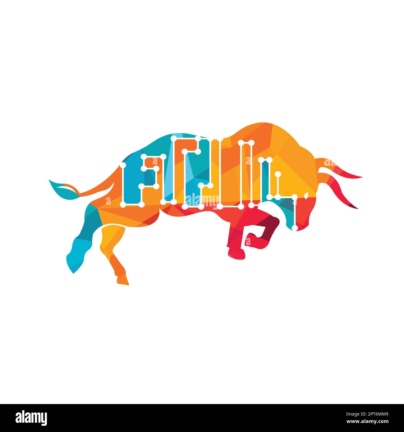 Bull tech vector logo design. Bull circuit technology logo concept ...