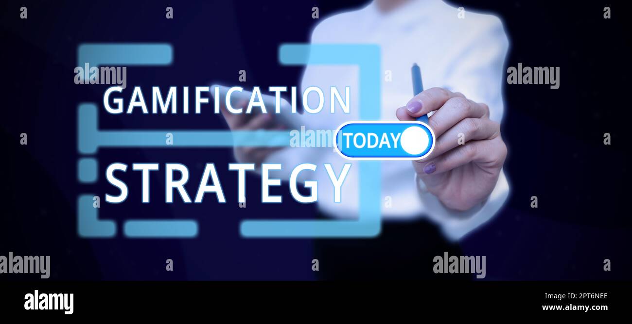 Text showing inspiration Gamification Strategy, Word for use Rewards ...