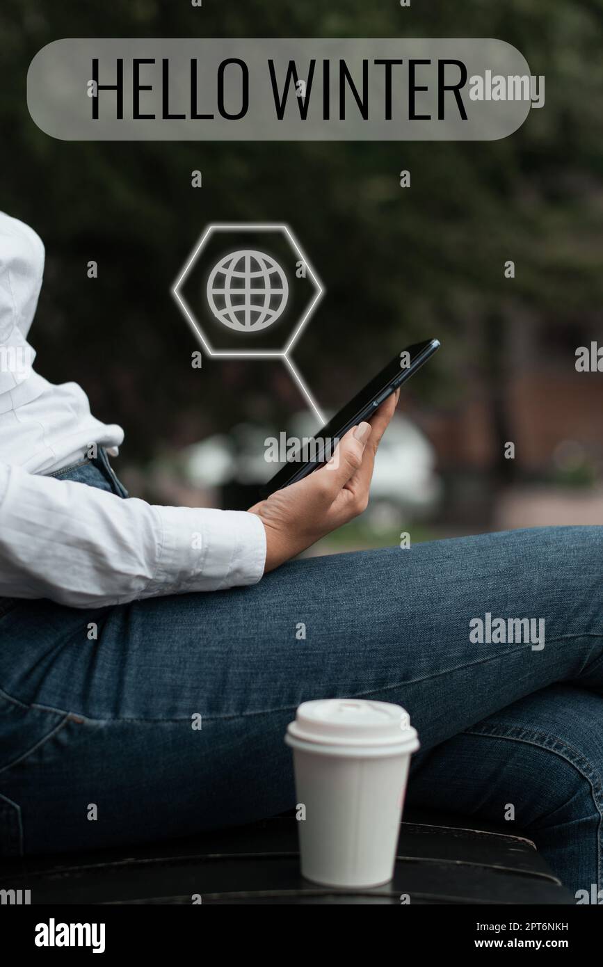 Conceptual display Hello Winter, Conceptual photo coldest season of the ...