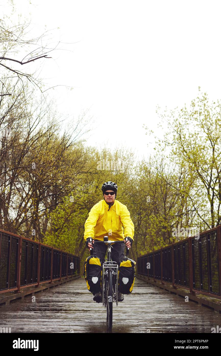 Lifes a journey, enjoy the ride. Full length shot of a male cyclist ...