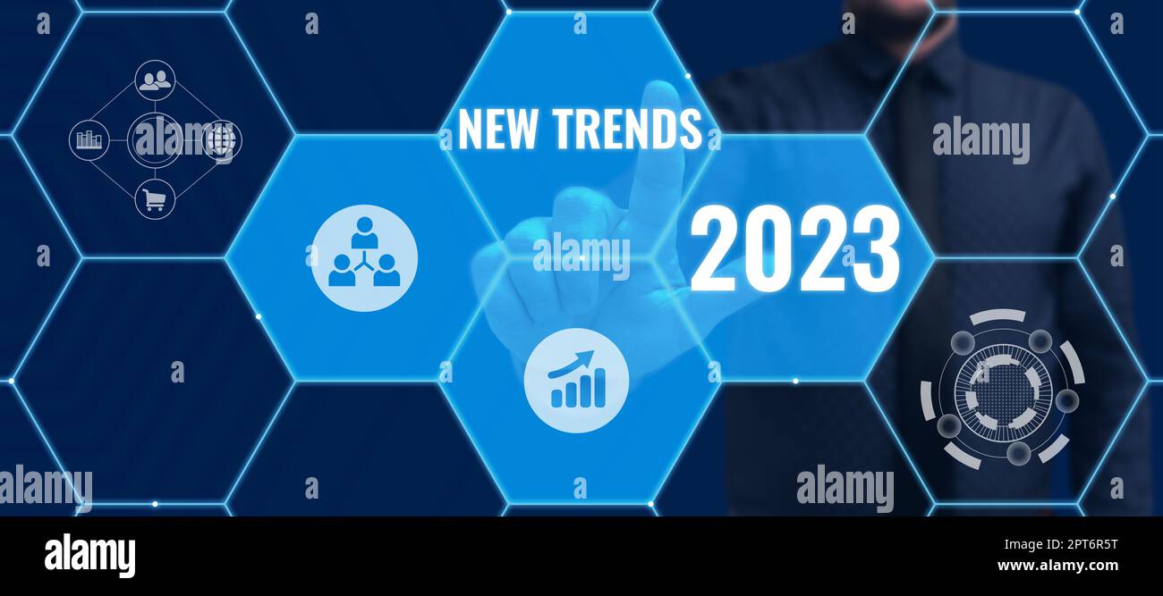 Handwriting text New Trends 2023, Word for general direction in which ...